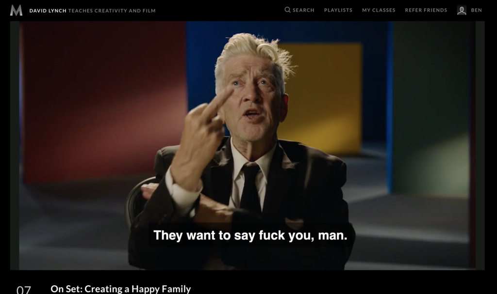 David Lynch Teaches Creativity And Film MasterClass Review - Benjamin ...
