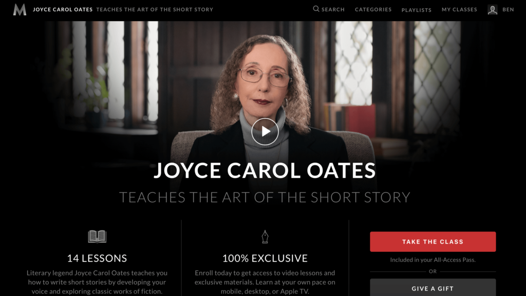 Joyce Carol Oates Teaches the Art of the Short Story MasterClass Review ...
